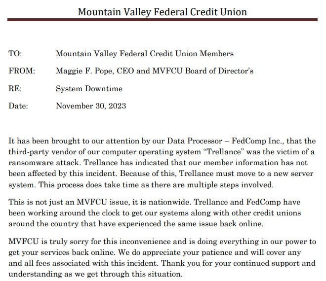 Credit Unions Currently Facing Disruptions Due to a Cyber Incident ...