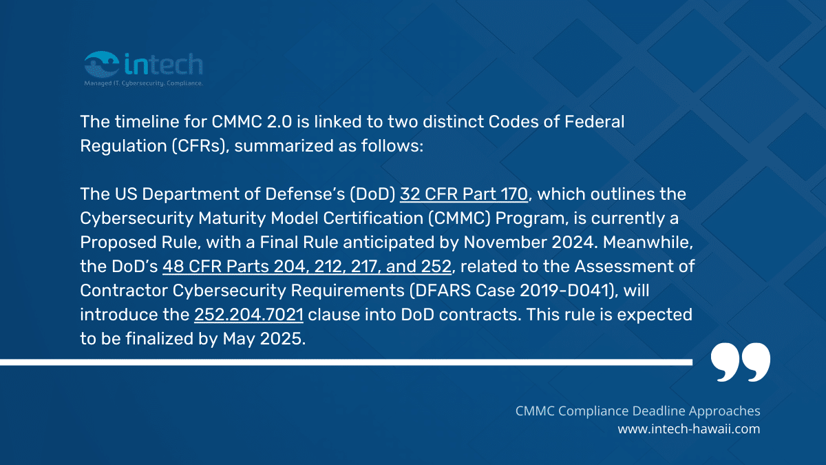 CMMC Compliance Deadline Approaches | Intech Hawaii